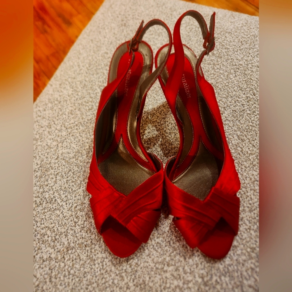 Red Satin Slingbacks - Gem
